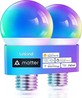 Linkind E27 Smart Bulb, Smart WiFi LED Light, Matter Smart Home RGBTW ...