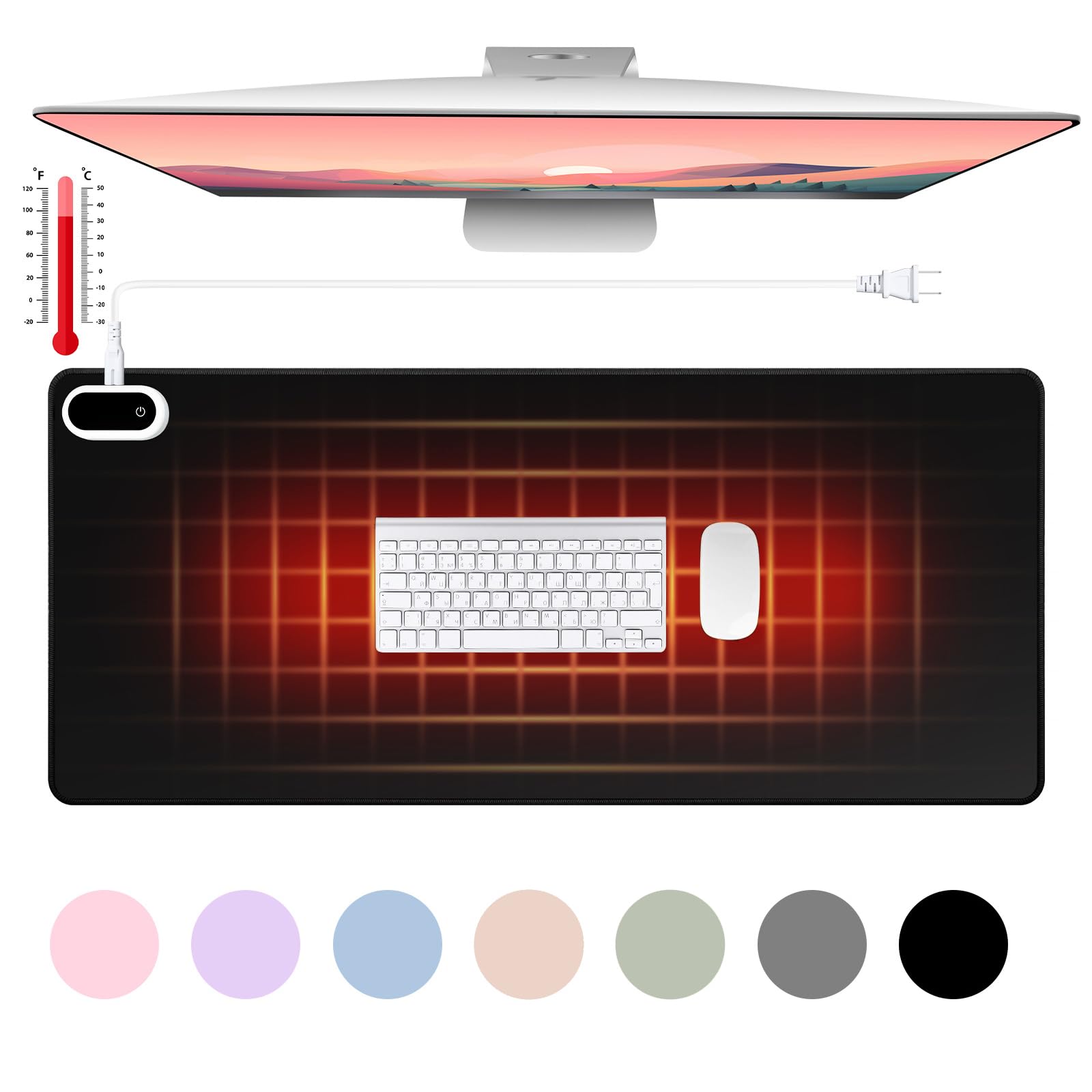 Amazon.com : Konohan Heated Large Desk Mat PU Leather Warm Mouse Pad ...