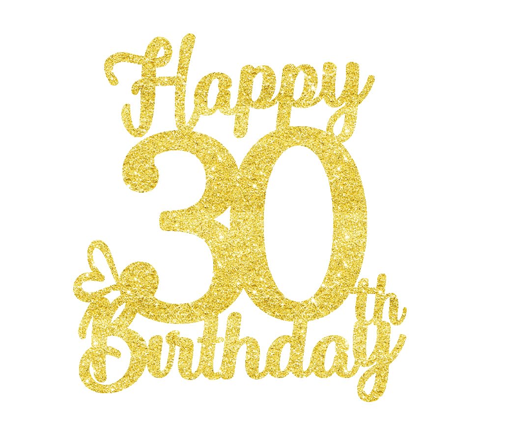 Snapklik.com : 30 Birthday Cake Toppers-Gold Glitter, Thirty Cake ...