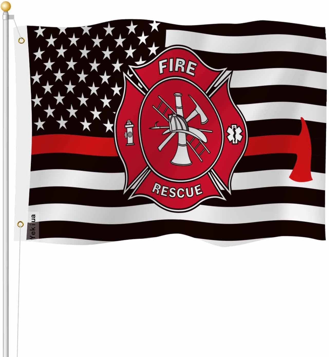 Amazon.com : Yekiua Firefighter Flag 3X5 Outdoor Fire Department Thin ...