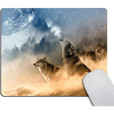 Amazon.com: Knseva Cool Wolves Howling at The Moon Rectangle Mouse Pad ...