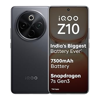 iQOO Z10 5G (Stellar Black, 8GB RAM, 128GB Storage) | India's Biggest Ever 7300 mAh Battery ...