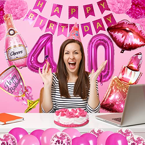 Snapklik.com : Crenics Rose Pink 40th Birthday Decorations For Women ...