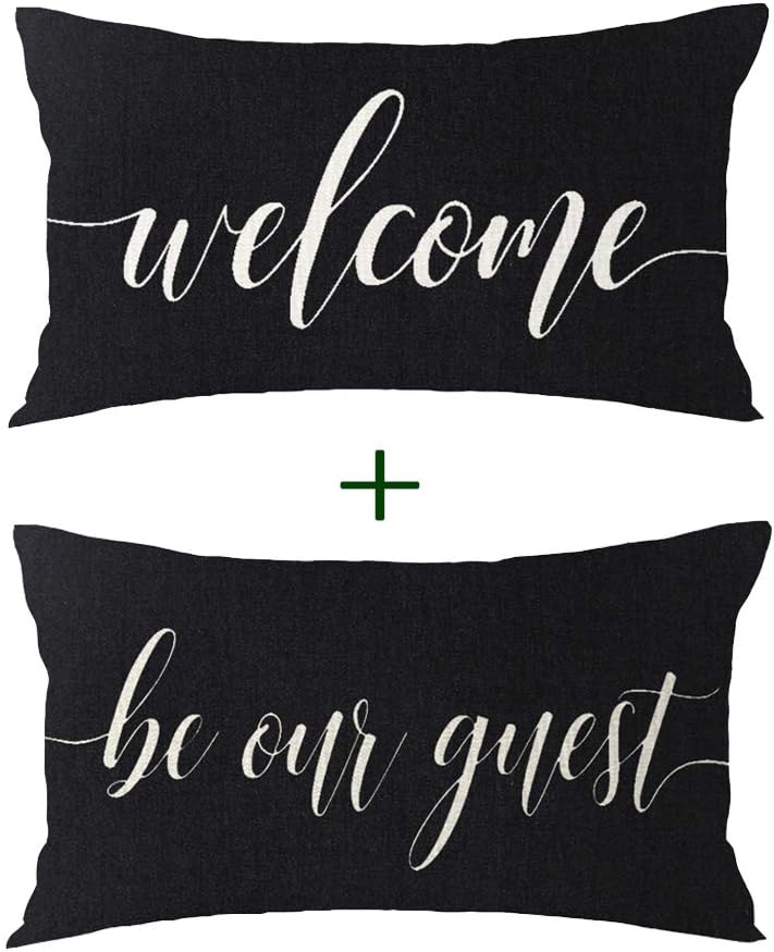 Amazon.com: EURASIA DECOR Be Our Guest Embroidered Lumbar Decorative ...