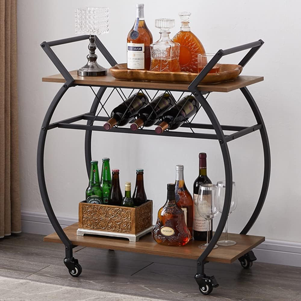 Amazon.com - Nathan James Tanner Wood Bar Cart, Rattan Bar Cart with ...