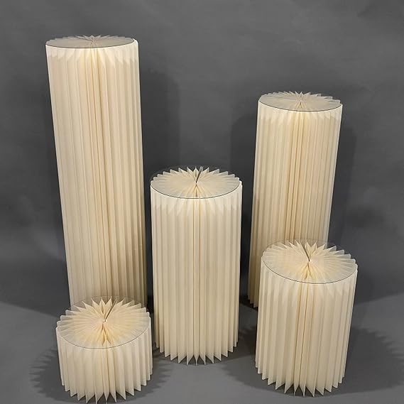 LUYAYW 4 Pcs Foldable Paper Columns Display Pedestals Stands, Folding ...
