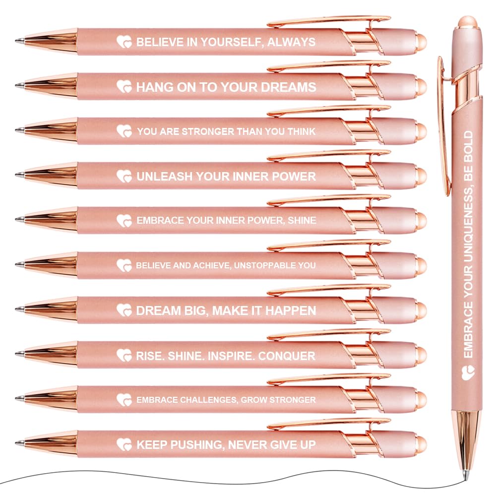 Amazon.com : Vebermo 10 Rose Gold Ballpoint Pens - Inspire Greatness ...