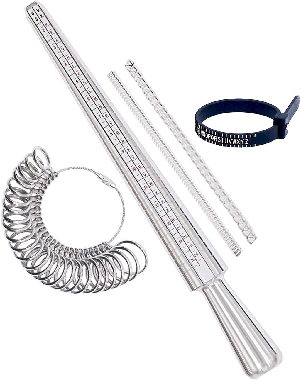 Ring Sizer UK Mandrel Measuring Tool Metal Rings Size Gauge Set Measure ...