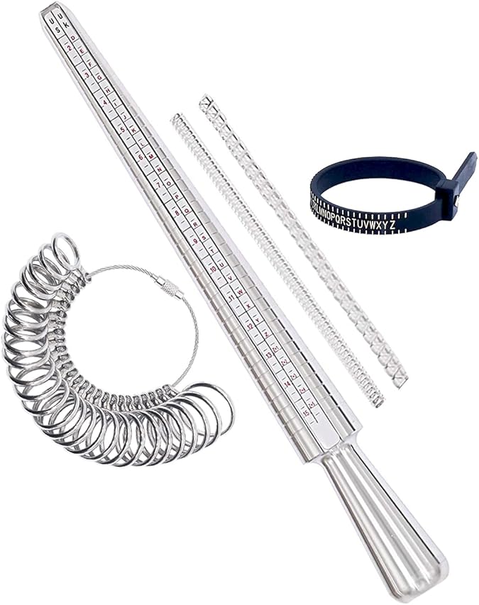 Ring Sizer UK Mandrel Measuring Tool Metal Rings Size Gauge Set Measure ...