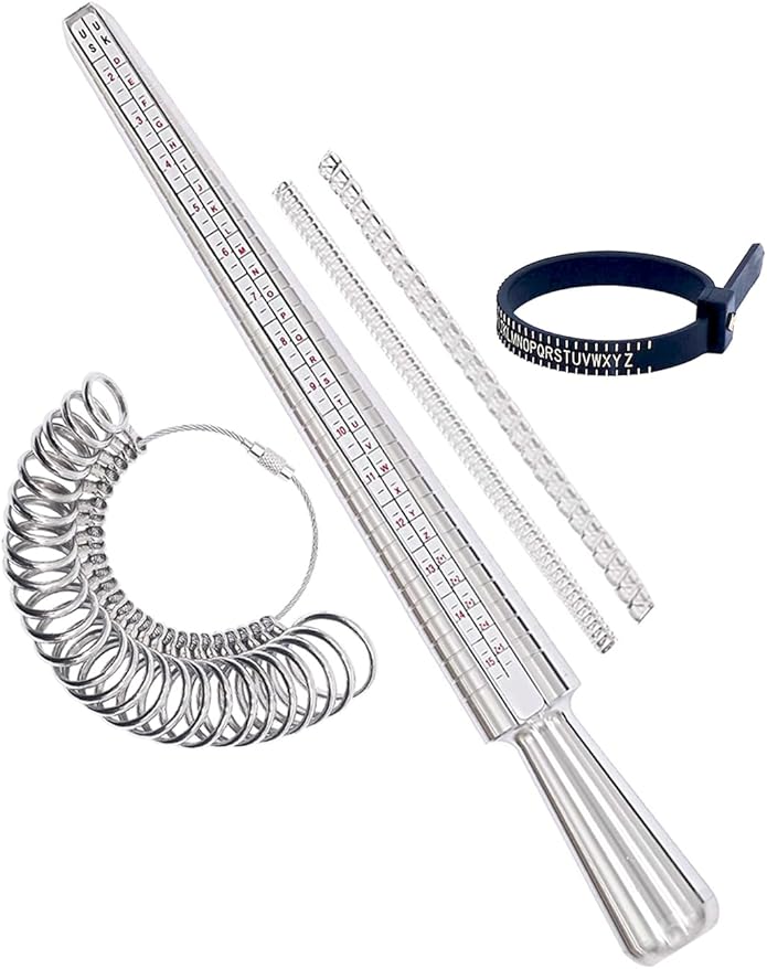Ring Sizer UK Mandrel Measuring Tool Metal Rings Size Gauge Set Measure ...