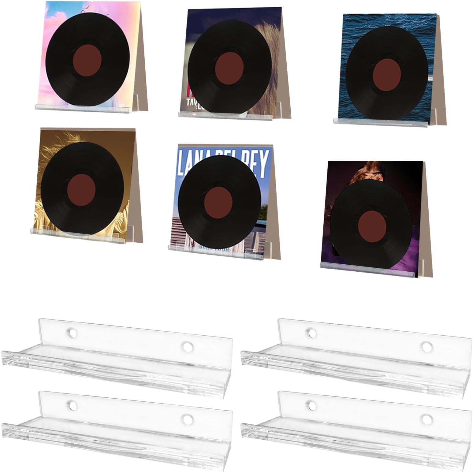 Amazon.com: VIOOAL 12'' Vinyl Record Wall Mount, 8 Pack Vnyl Shelves ...