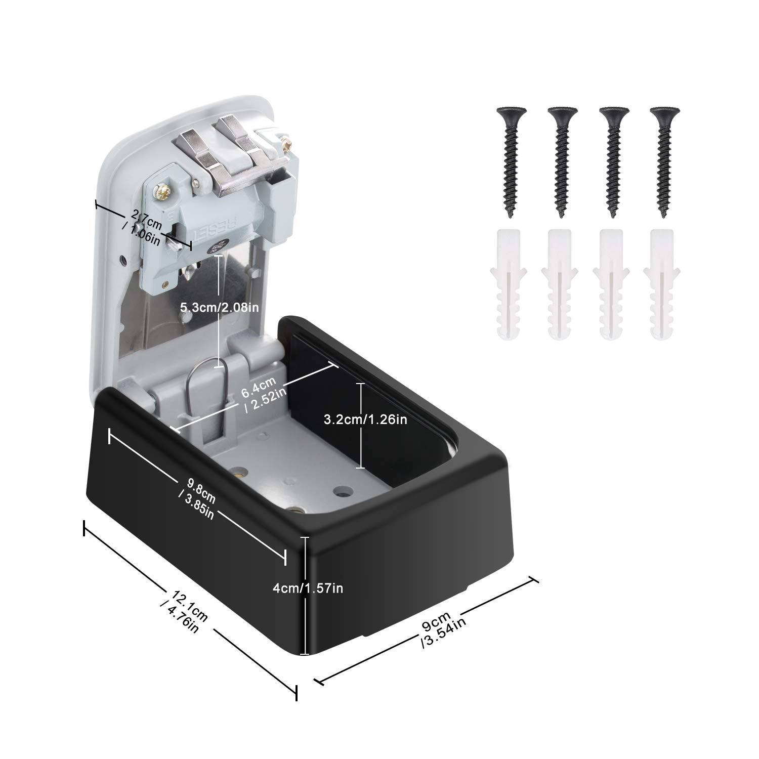 ZHEGE Key Safe Wall Mounted, 4 Digit Combination Lockbox, Weatherproof ...