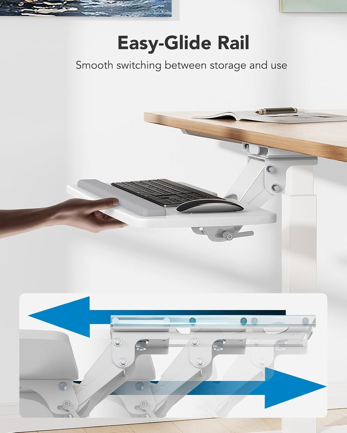 Snapklik.com : Keyboard Tray Under Desk, 360 Adjustable Ergonomic ...