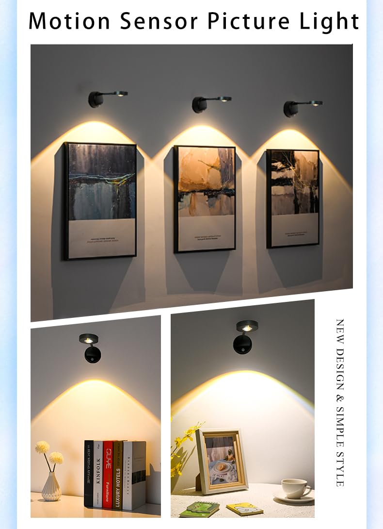 Room Accessories WILLED 5W Picture Lights, 3 Colors Rechargeable ...