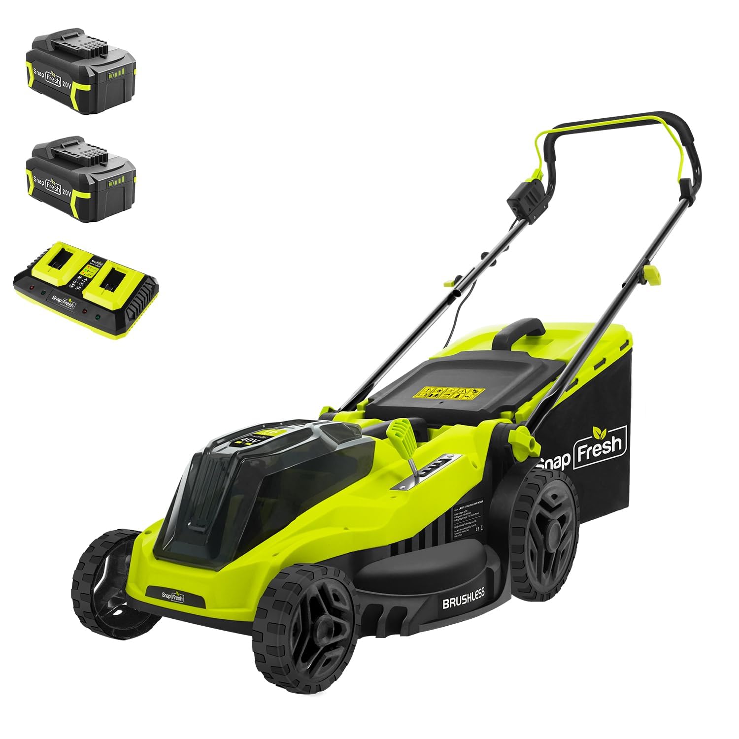 Amazon.com : SnapFresh Electric Lawn Mower Cordless - 40V (2 x 20V) 16 ...