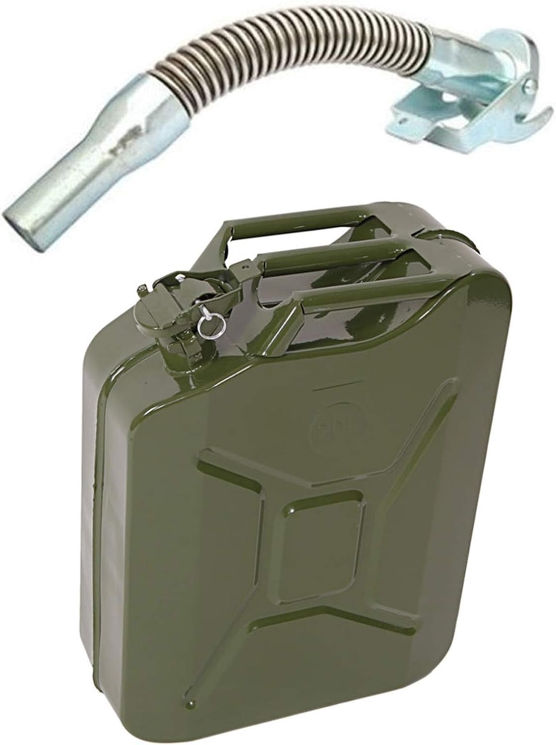 Metal British Fuel Jerry Can 20L 5 Gallon Green Diesel Petrol Oil Tank Flexible Spout 0.6mm ...