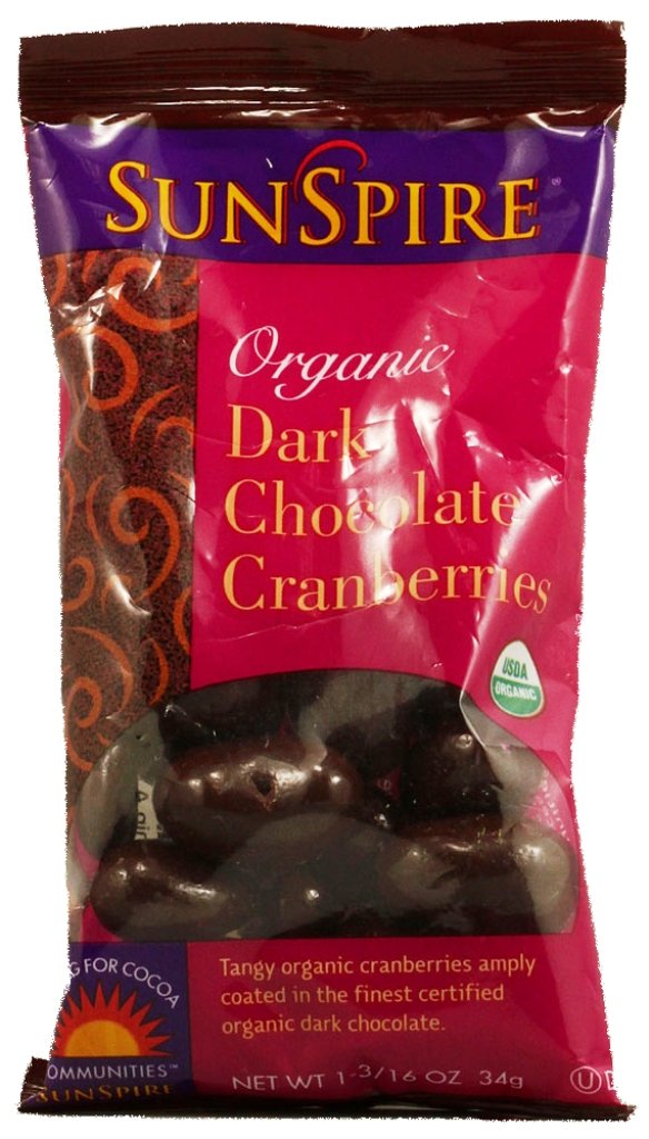 Amazon.com : SunSpire Organic Dark Chocolate Covered Cranberries, 1.19 ...