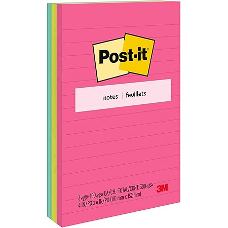 Amazon.com : Post-it Super Sticky Recycled Notes, 4x6 in, 3 Pads, 2x ...