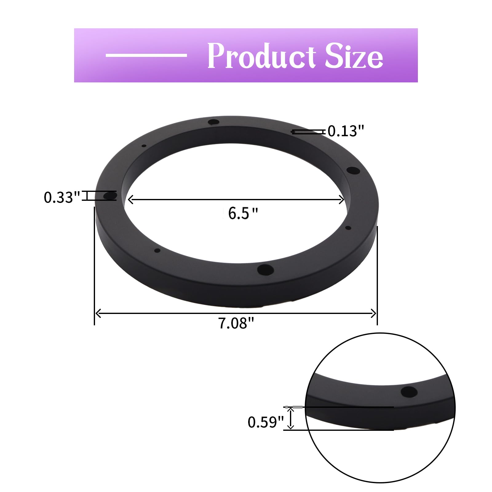 Snapklik.com : Saim 6.5" Dia Universal Black Plastic Speaker Spacer ...