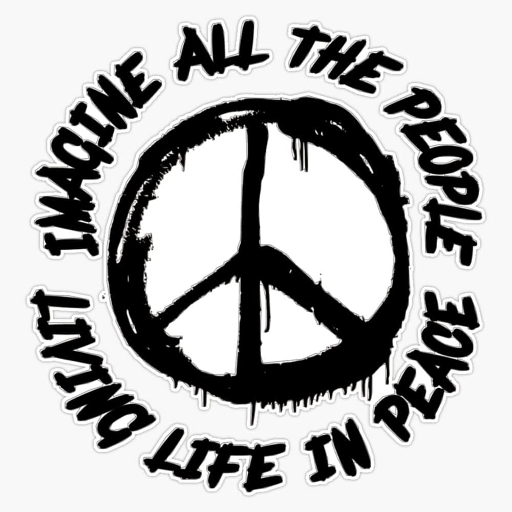 Amazon.com - Imagine All The People Living Life in Peace Bumper Sticker ...