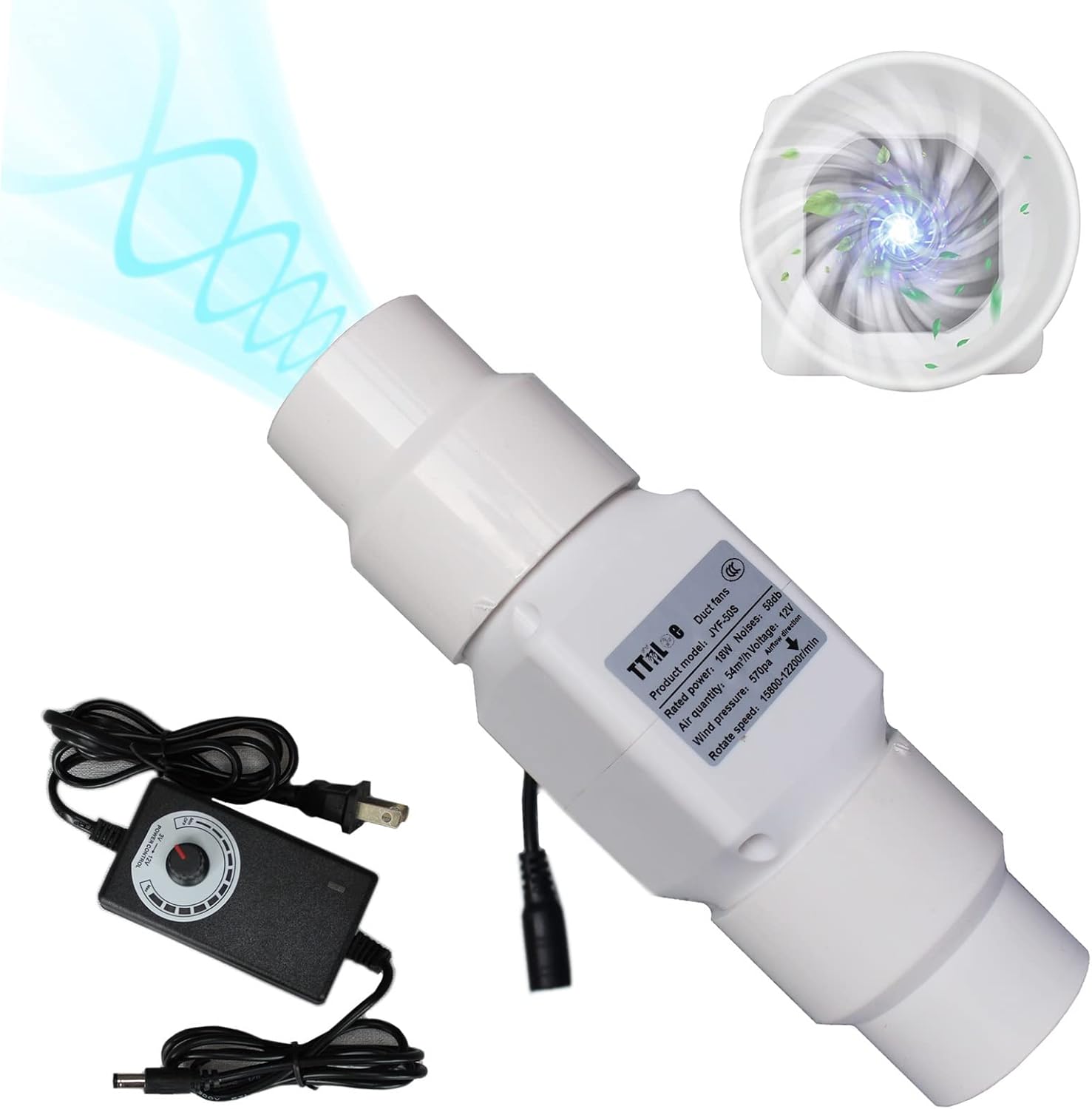 Amazon.com: 2 Inch Inline Duct Fan 12V 18W HVAC Mini Exhaust ...