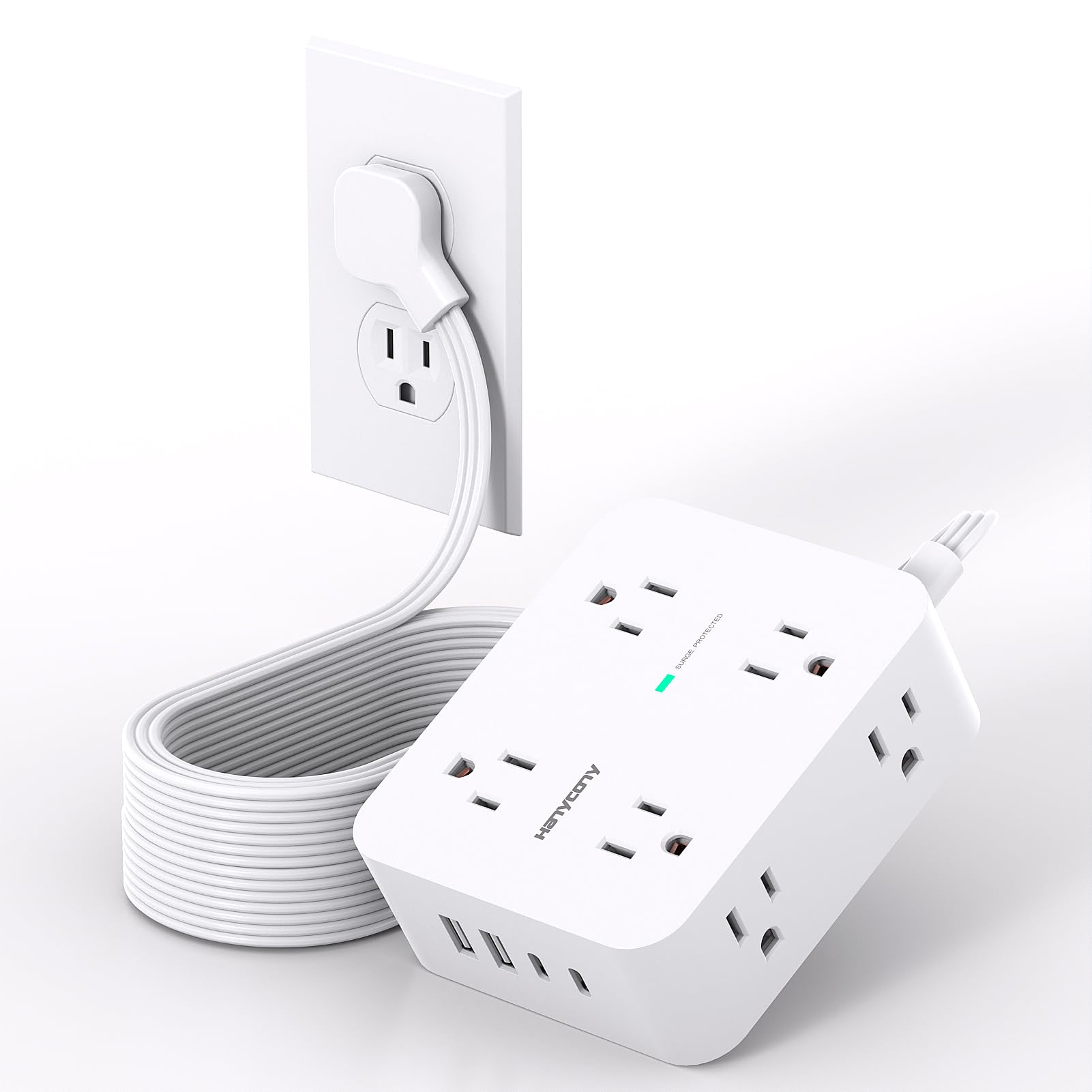 Amazon.com: Extension Cord 15 Ft, Power Strip with 4 USB Ports(2 USB C ...