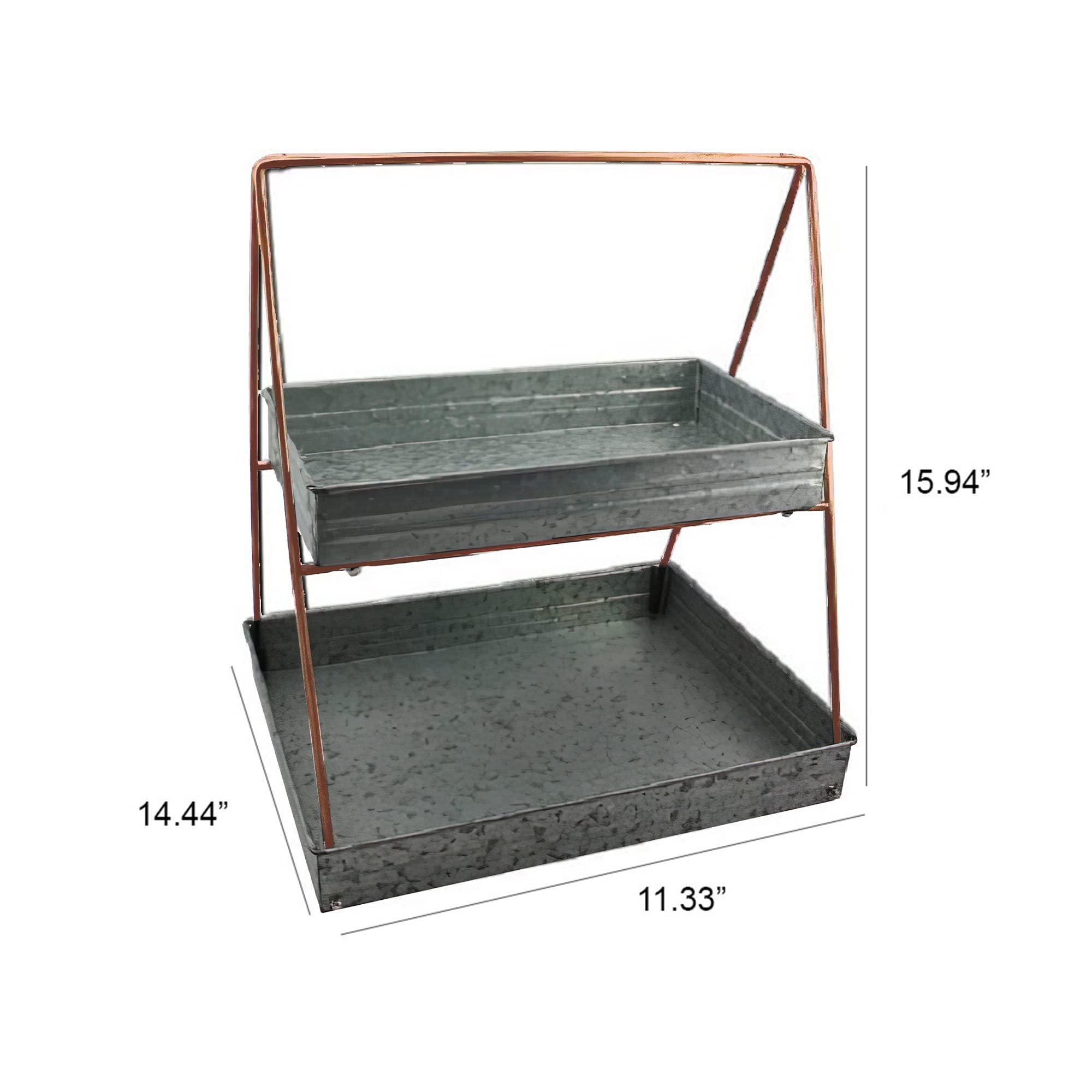 Snapklik.com : Benzara Galvanized Metal Two Tiered Rectangular Serving Tray