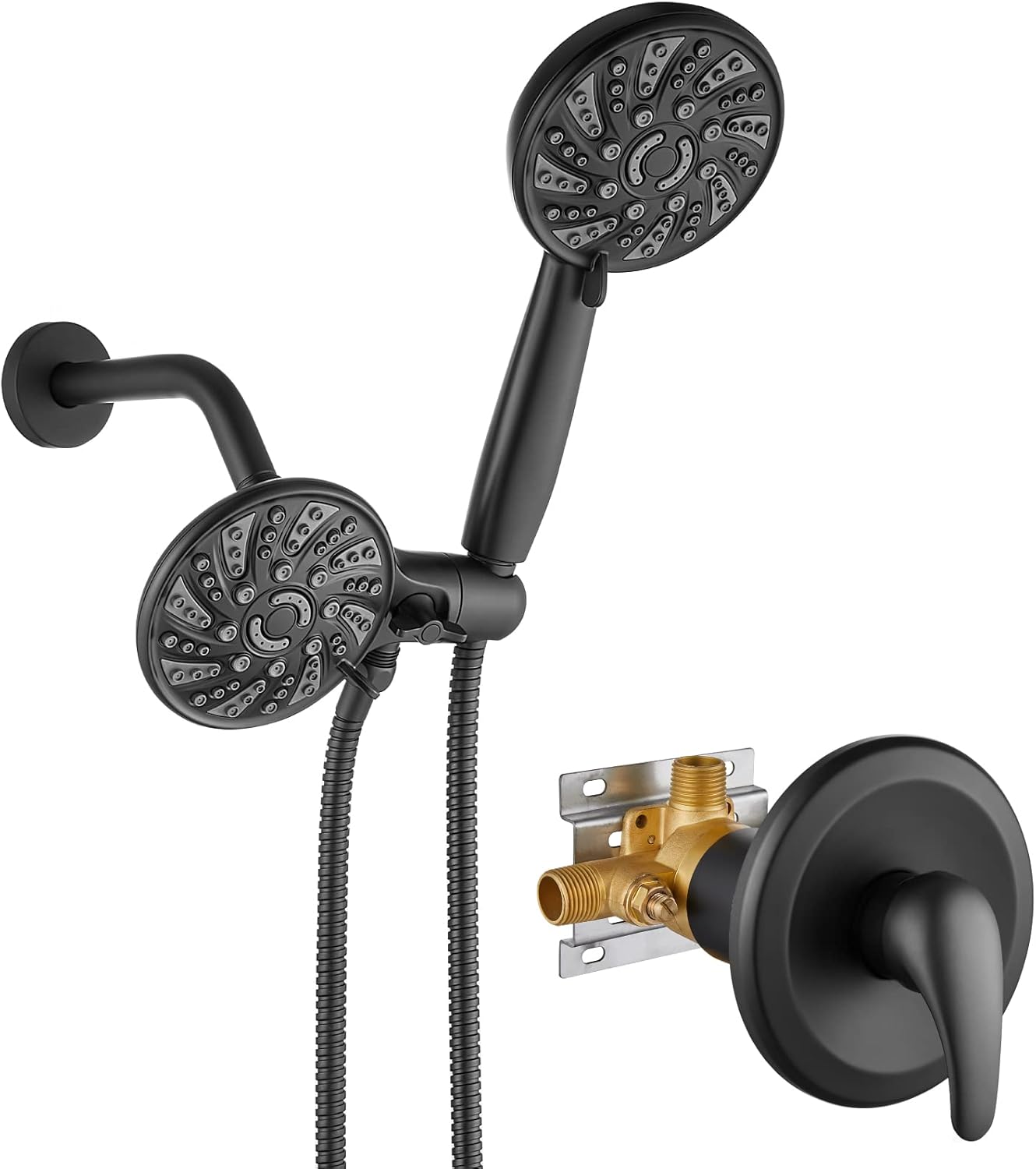 gotonovo Matte Black Dual 2 in 1 ABS Shower Head with 5 Modes ABS ...