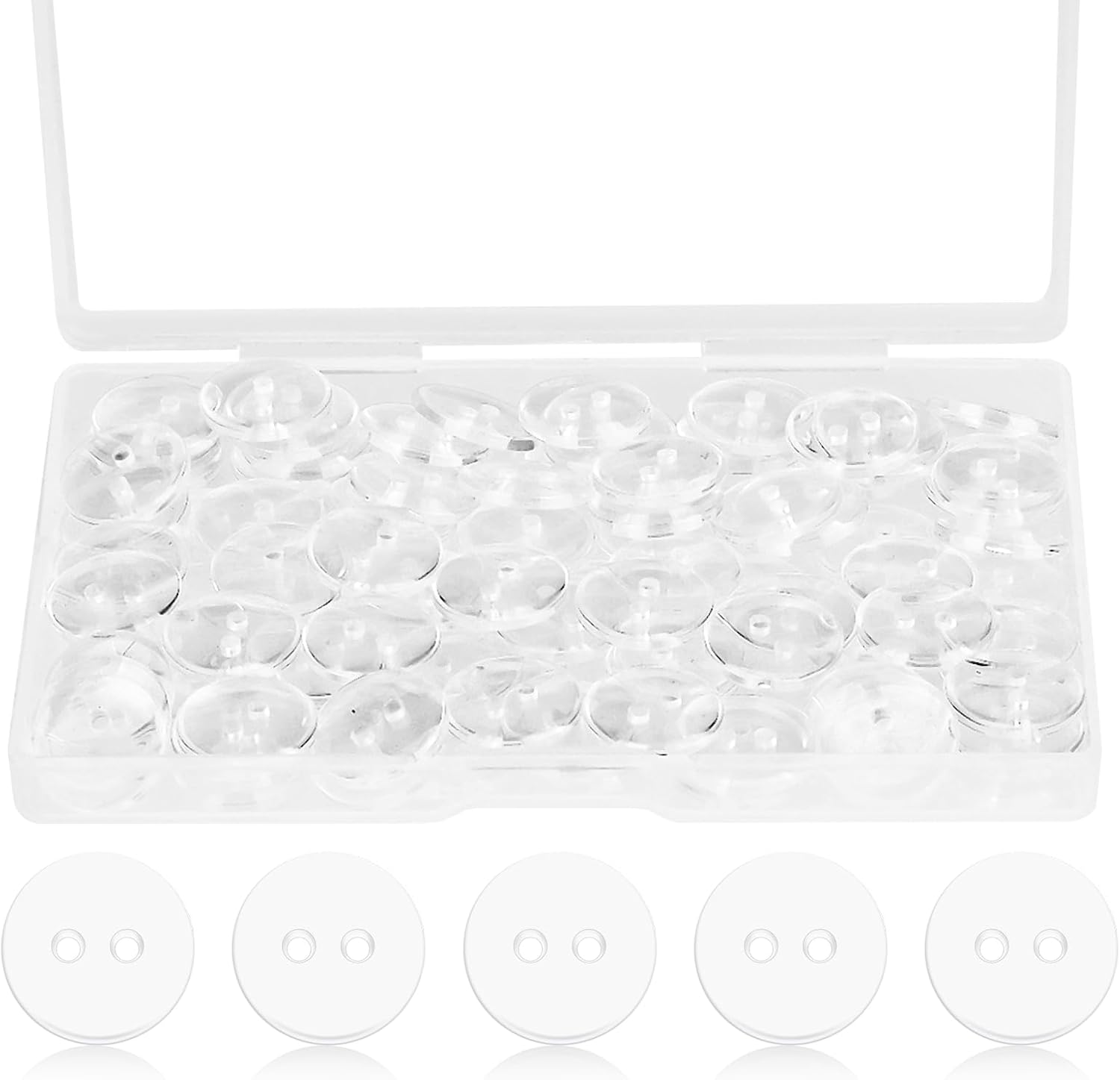 Amazon.com: Resin Clear Buttons 2 Hole with Storage Box, 1/2 Inch ...