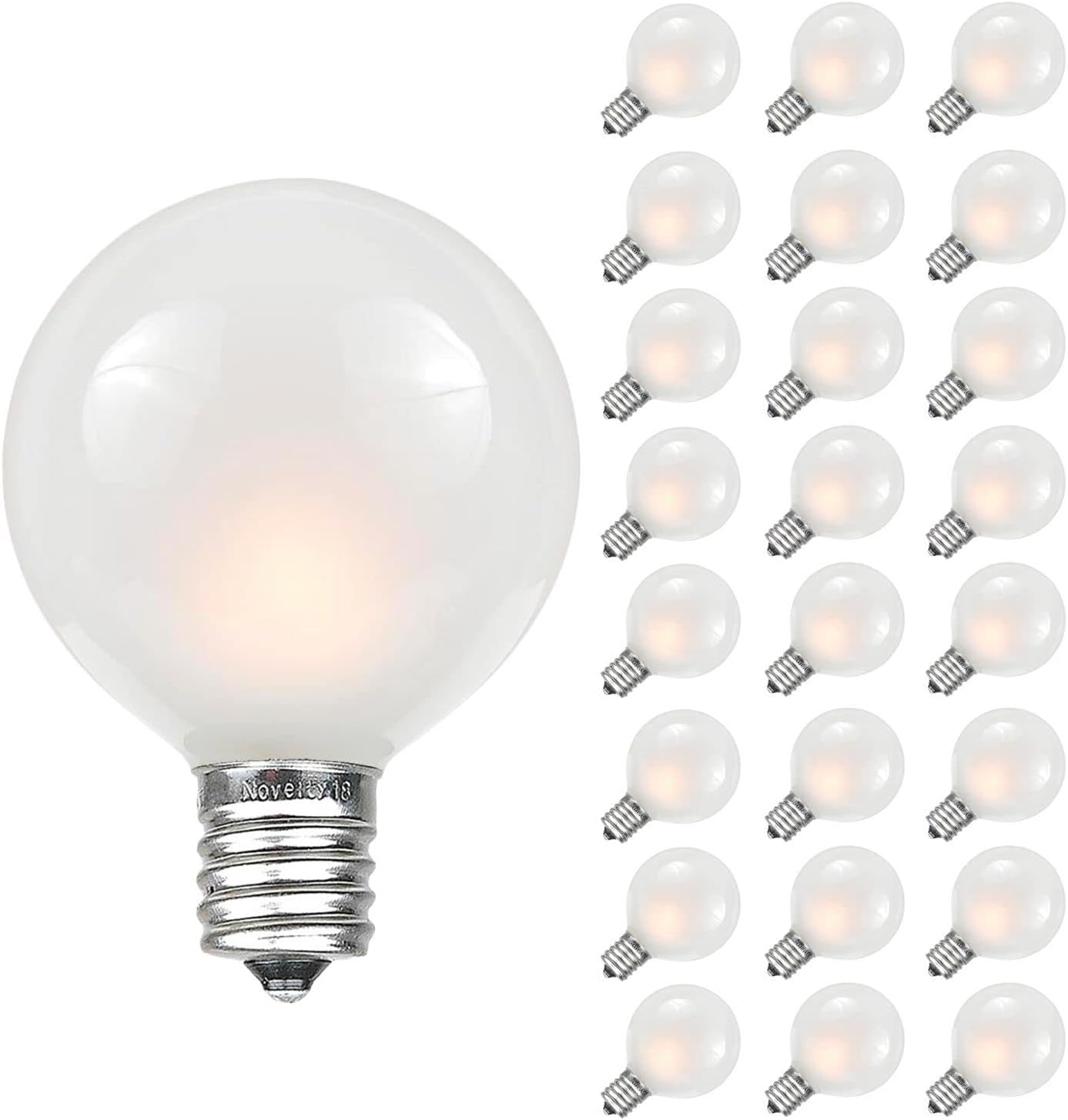 Novelty Lights 25 Pack G40 Frosted White Outdoor Globe Bulbs, Light ...