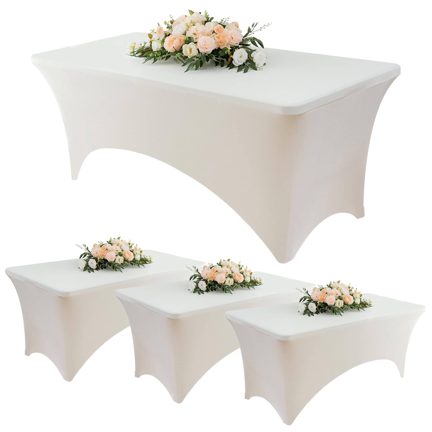 Amazon.com: 4 Pack Ivory Spandex Table Cloth for 6 foot Rectangle ...