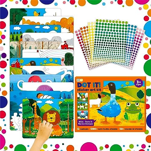 Amazon.com: Hebayy Dot It Sticker Art Activity, 6 Double-Sided Canvases ...