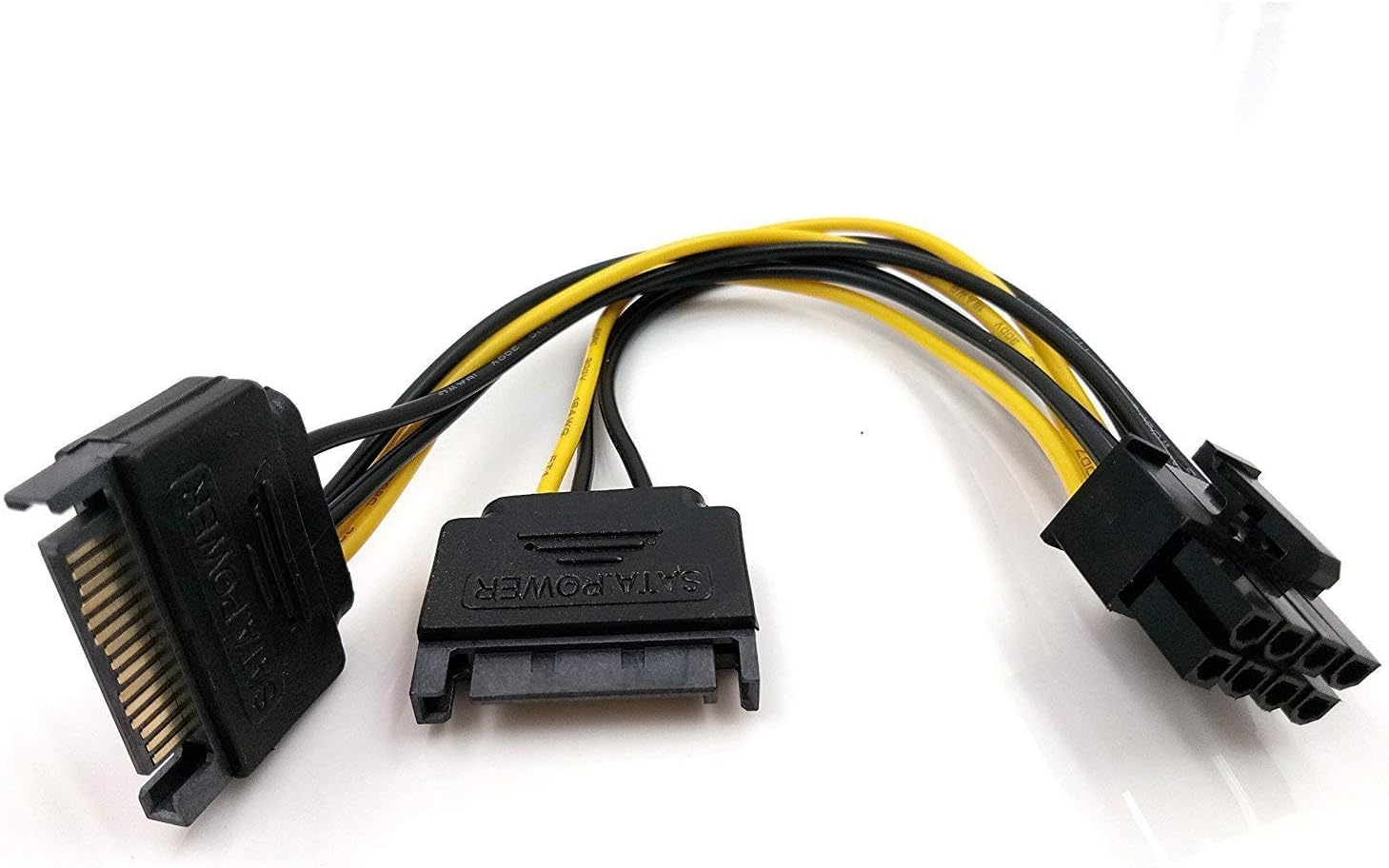 PARUHT Dual SATA to PCI Express Power Cable, PCIE 8 Pin to 2 X Sata ...
