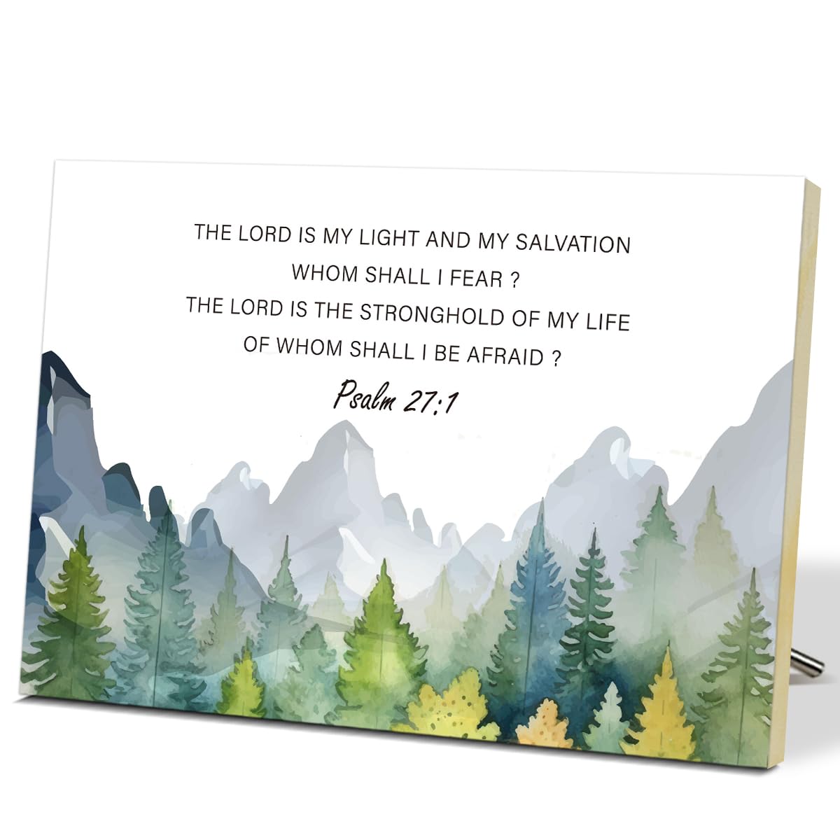 Amazon.com: Christian Desk Decor - Psalm 27:1, Watercolor Wood Sign ...