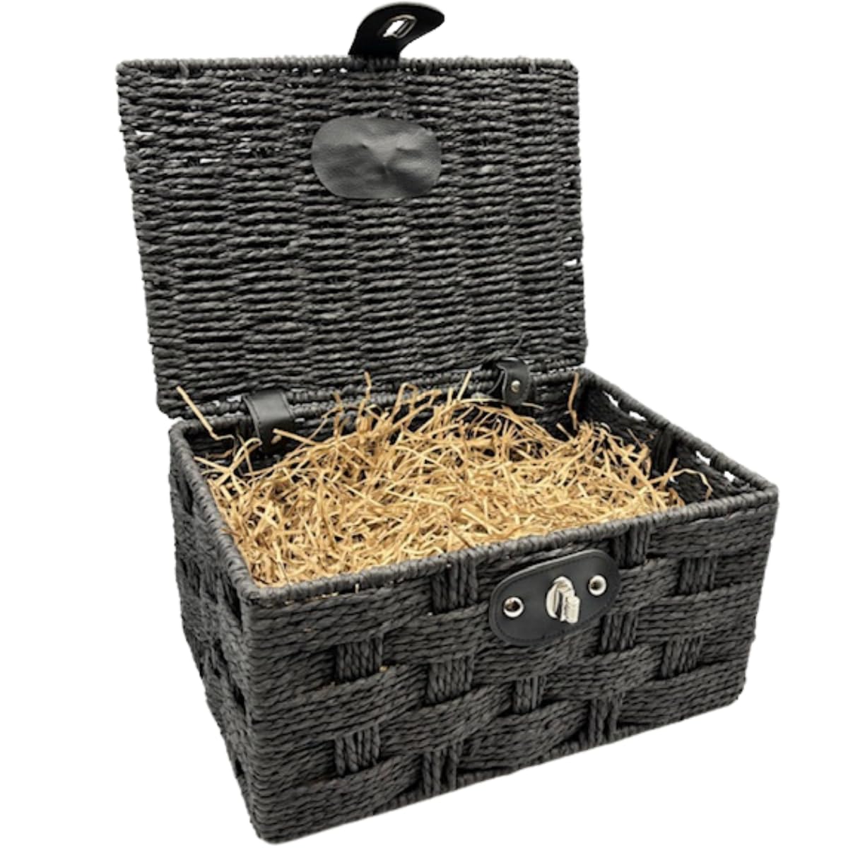 Hamper Basket For Gifts Presents Empty Anthracite Wicker Rope Effect ...