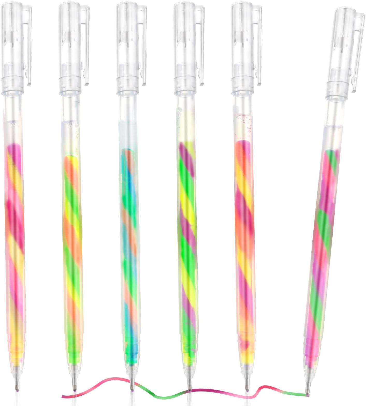 Amaxiu 6 Pack Rainbow Glitter Gel Pens, Mixing of 3 Colors Pens Neon ...