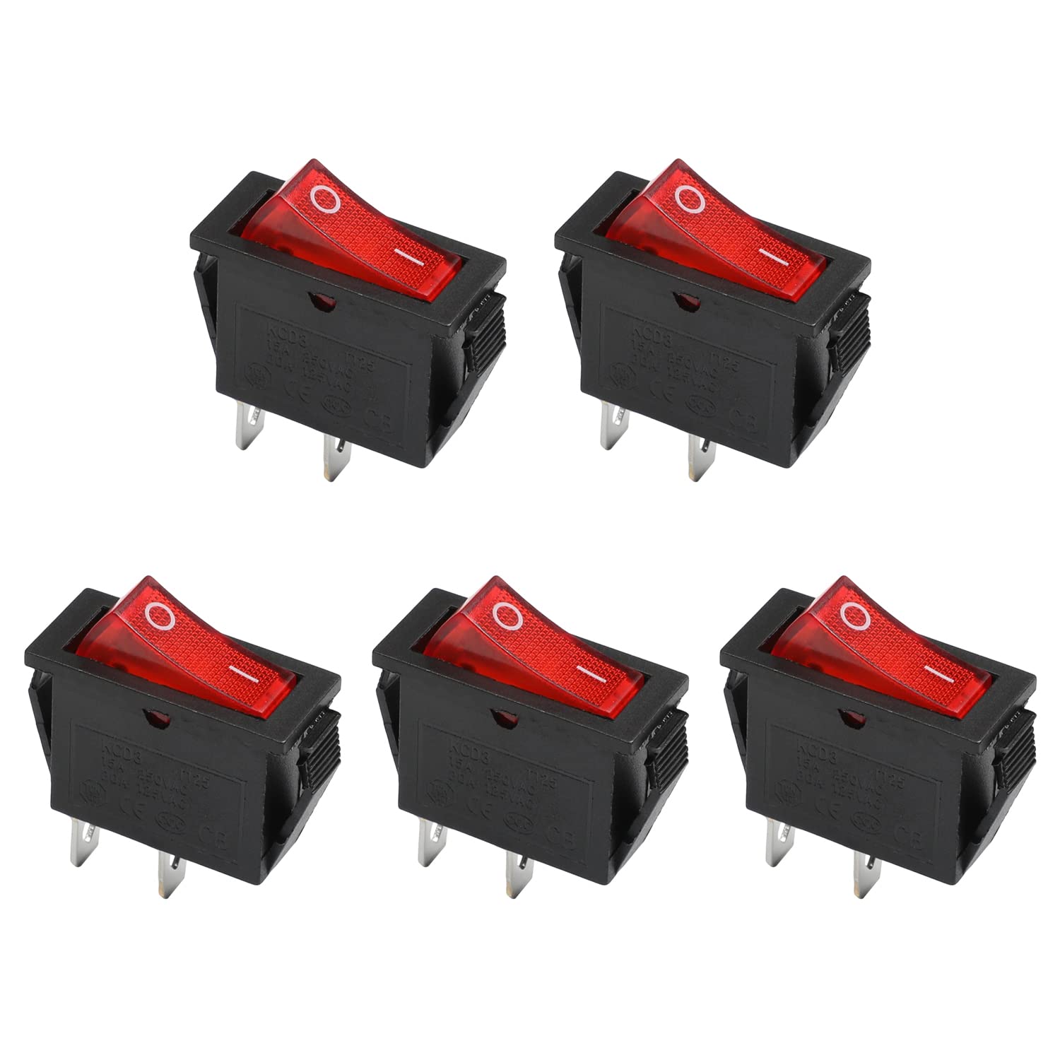 Snapklik.com : 5Pcs ON/Off Boat Rocker Switch 12V 250V/15A 125V/20A 2 ...