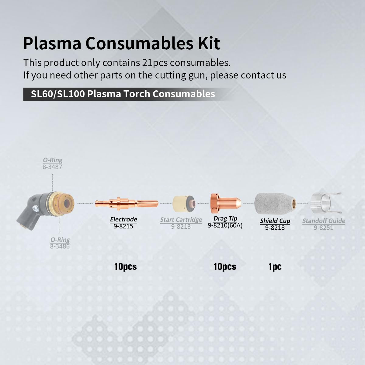 9-8215 Plasma Cutting Electrodes 9-8215 Plasma Electrodes For Thermal ...