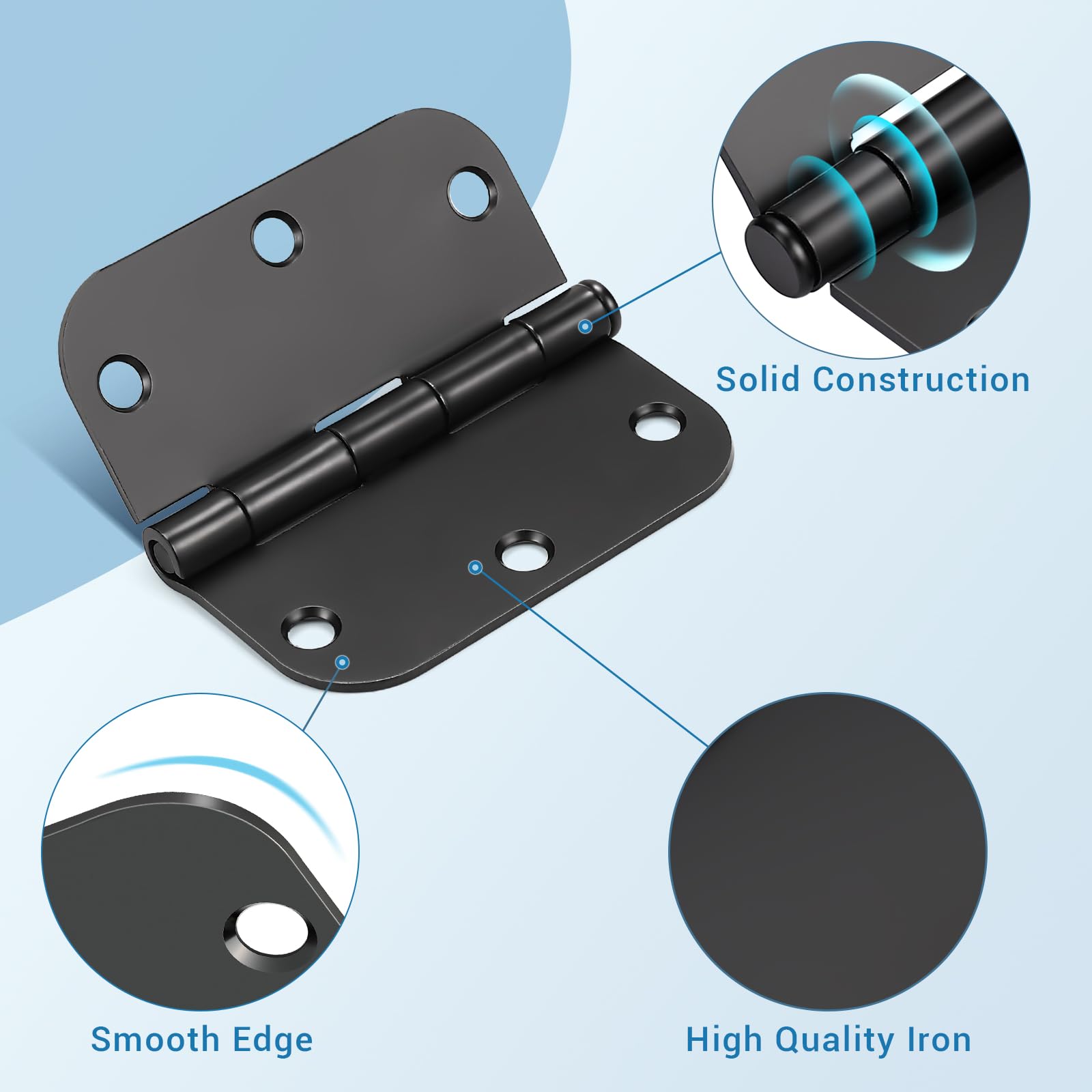 Snapklik.com : KNOBWELL 48 Pack Matte Black Door Hinges Door Hinges, No ...