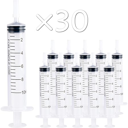 Amazon.com: 30 Pack 10ml Plastic Syringes, Small Syringe with Tip Cap ...