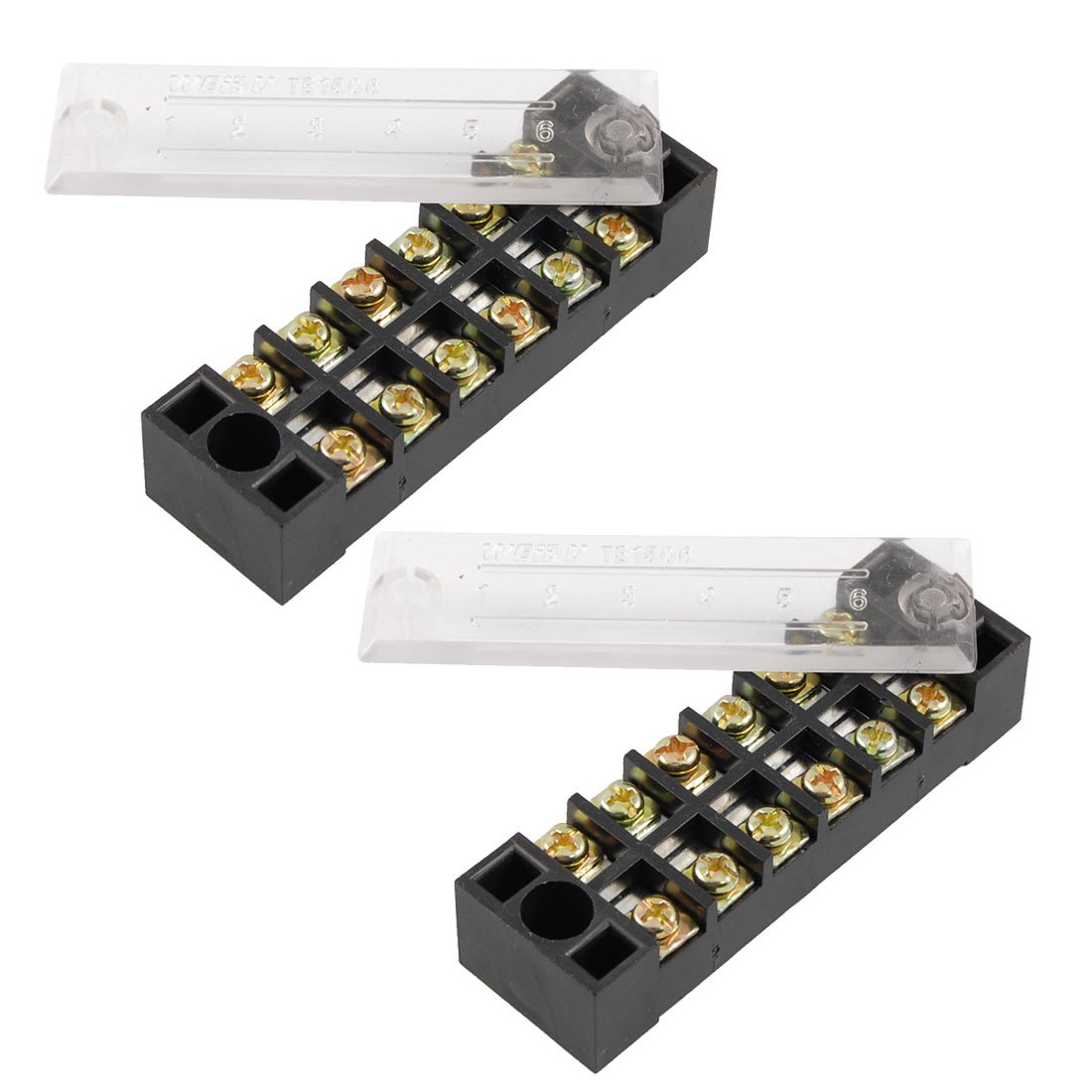 uxcell 600V 15A 6 Position 12 Screw Terminal Cable Blocks Barrier 2 Pcs ...