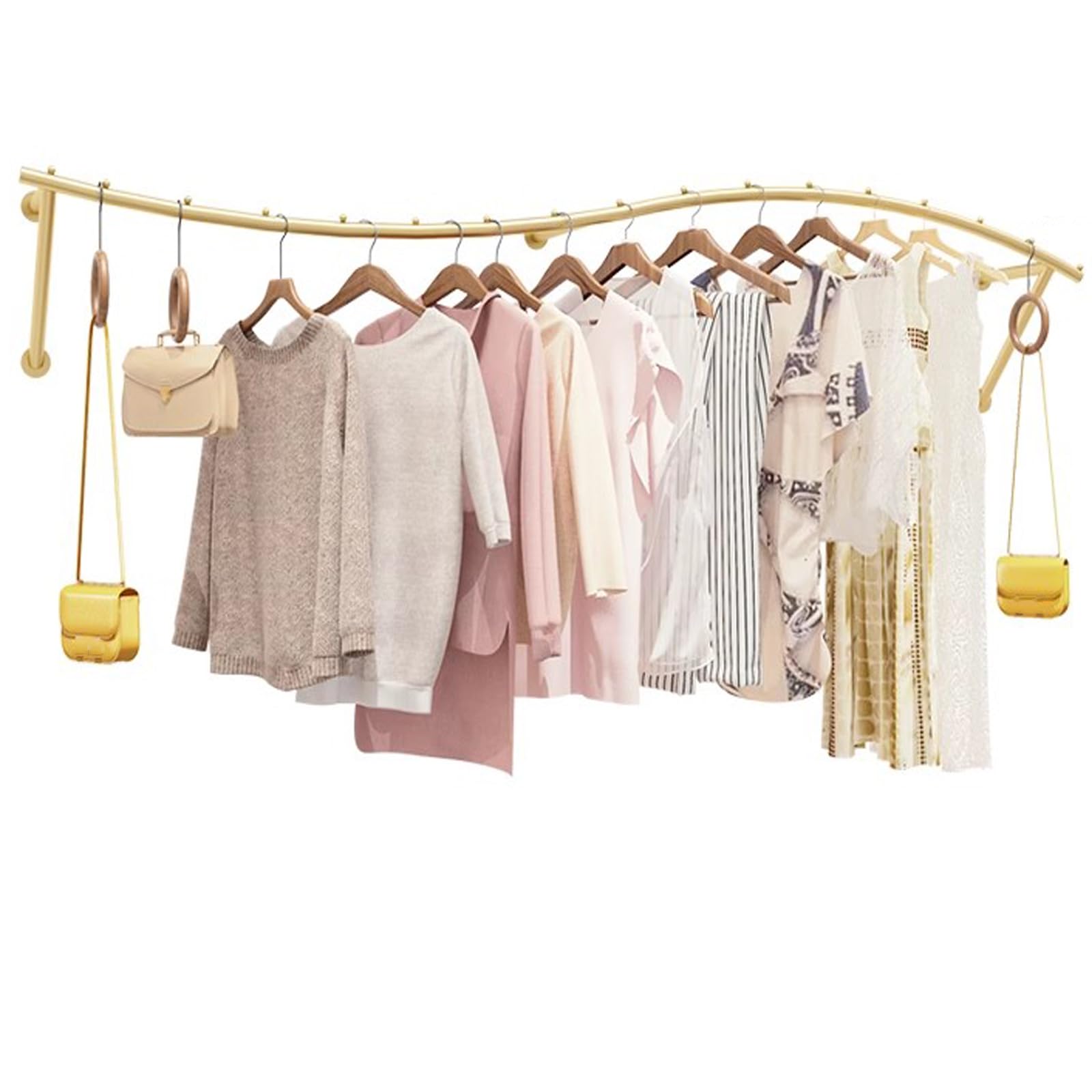 Amazon.com: ZOUXIKOU Gold Clothing Rack for Boutiques, Wall Mounted ...