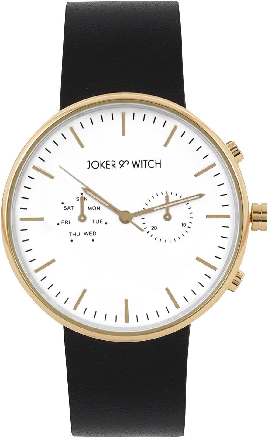 Joker & Witch Leather Miami White Dial Black Pu Analogue Watch For Men ...