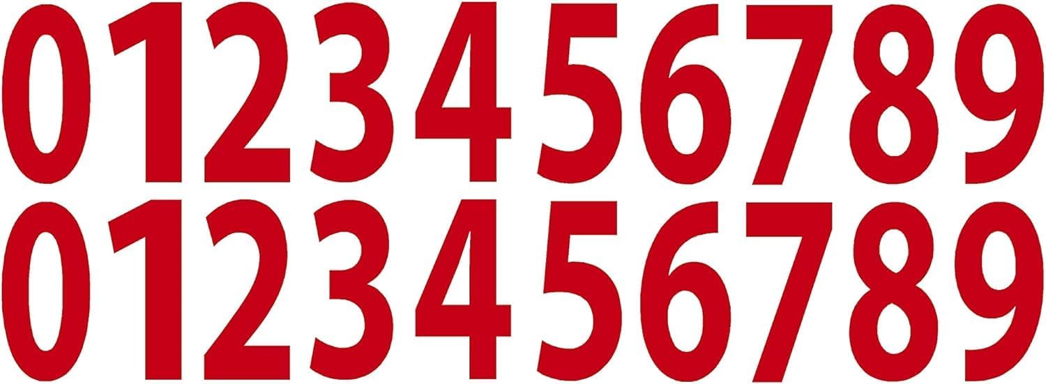 Amazon.com: 0-9 Numbers Red Vinyl Sticker Decals Set of 40 Choose Size ...