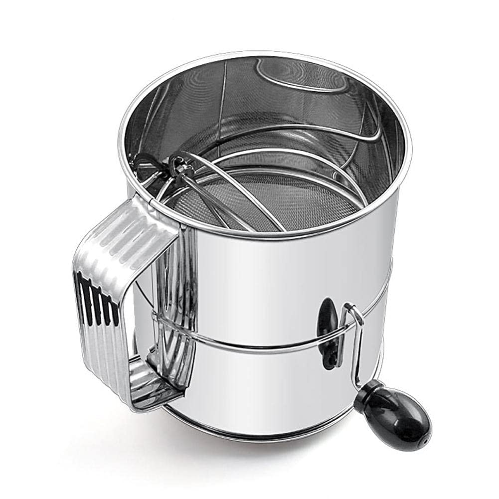Buy Flour sieve,5cups/8cups Stainless steel cup flour sieve,Semi ...