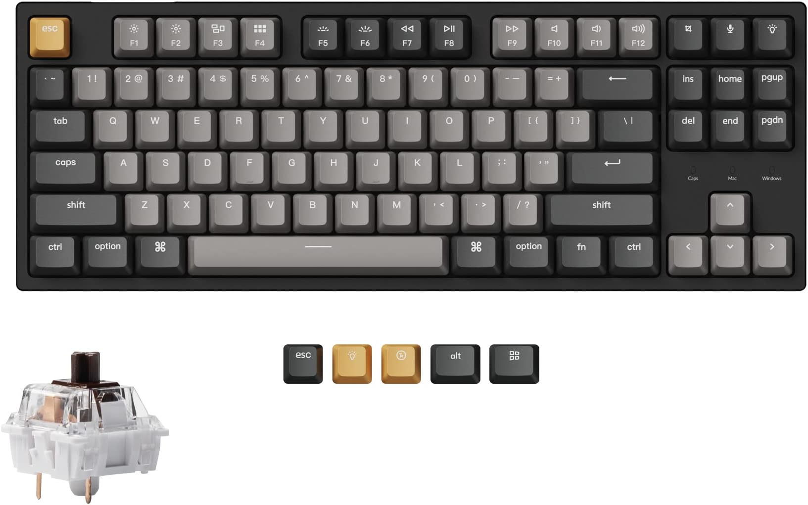 Keychron C1 Pro QMK/VIA Wired Custom Mechanical Keyboard, TKL Layout 87 ...