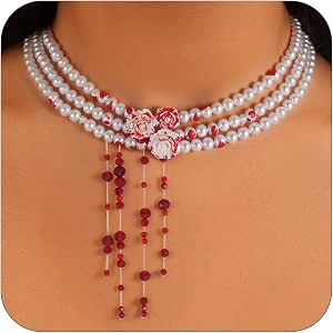 Amazon.com: Dripping Blood Pearl Choker Necklace - Halloween Vampire ...