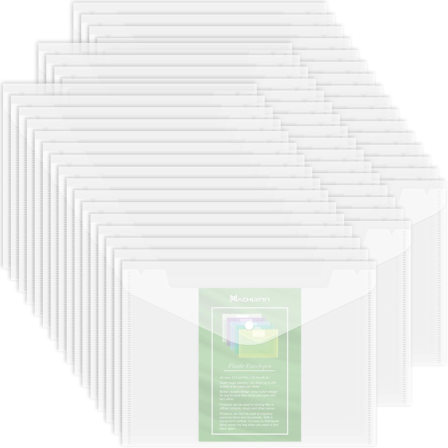 Amazon.com : NACHLYNN 48pcs Plastic Envelopes Poly Envelopes with Snap ...