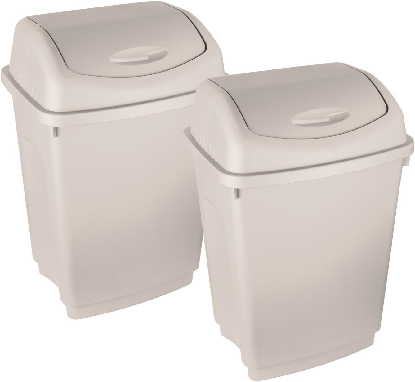 2 x Simpa® 50L 50 Litre Cream Swing Bin - Heavy Duty Plastic - Home ...