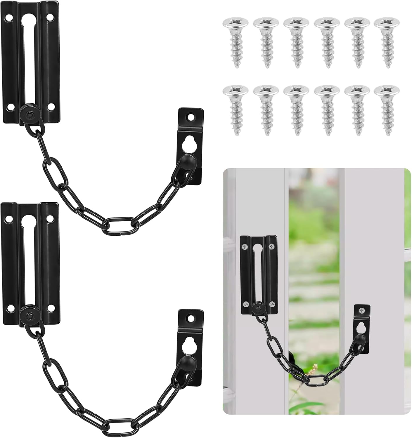 pokeruta 2 Pack Door Chain Lock, Stainless Steel Anti-Theft Door Chain ...
